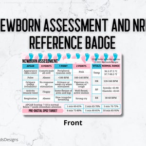 Newborn Assessment NRP Quick Reference Badge Buddy Card - Nursing - Id ...