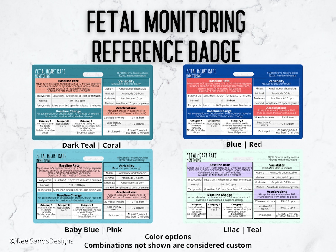 Fetal Monitoring EFM Quick Reference Badge Buddy Card Decels - Etsy
