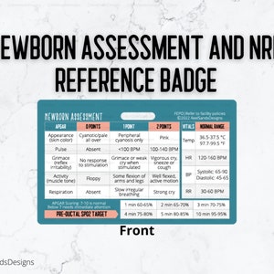 Newborn Assessment NRP Quick Reference Badge Buddy Card - Etsy