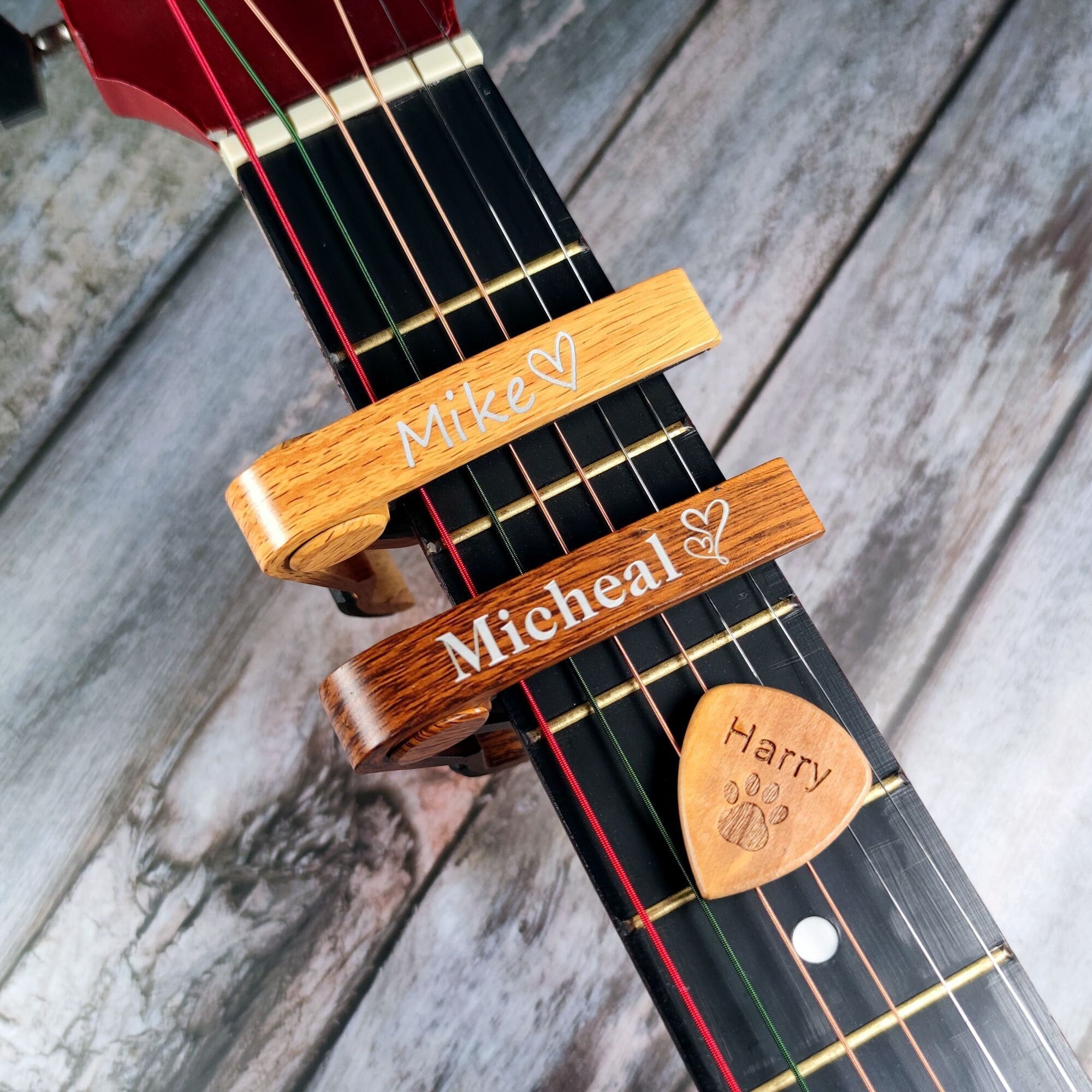 Personalized Wood Grain Guitar Capo Customised Message - Etsy