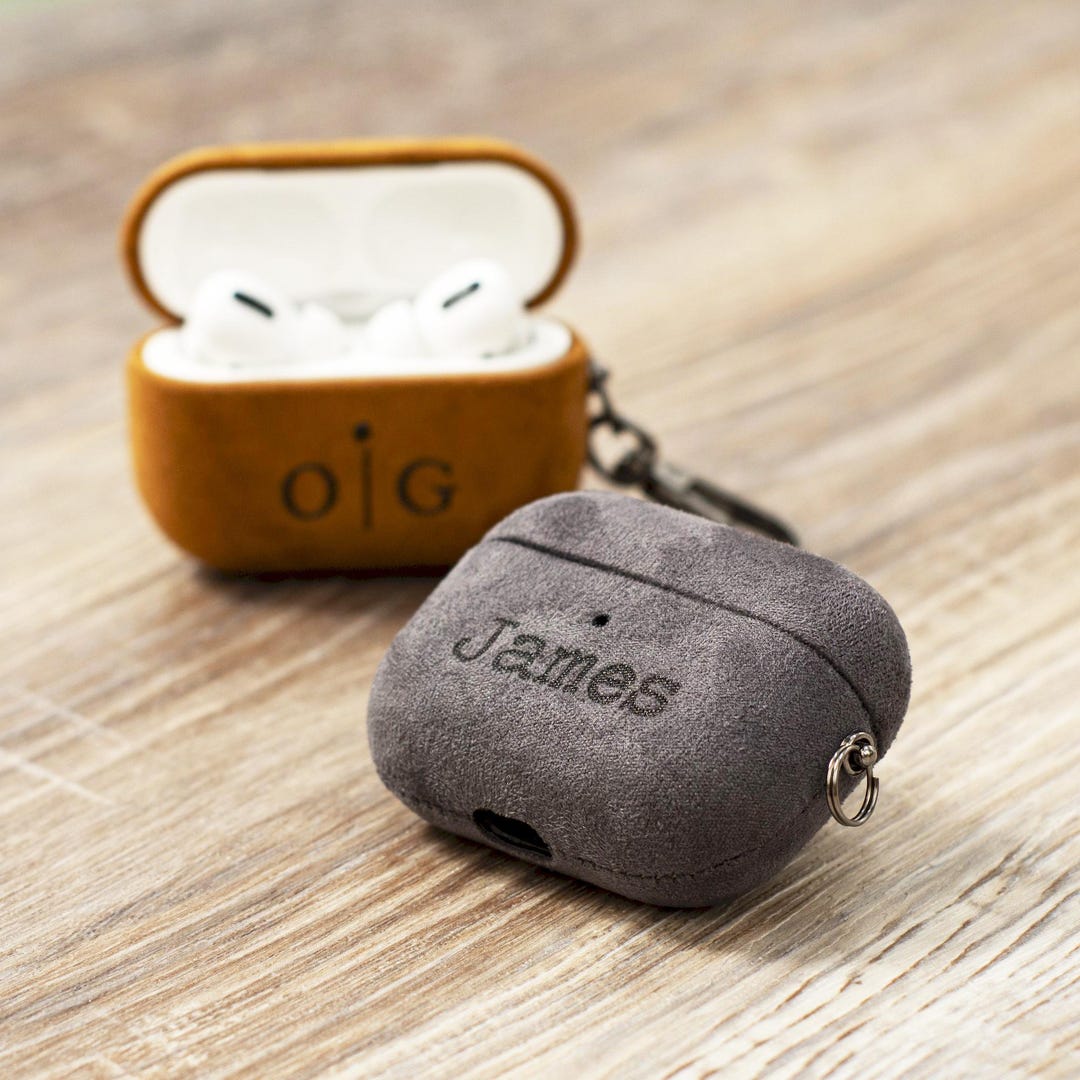 Personalized Suede Airpods Case, Custom Engraved Holder for AirPod Pro ...