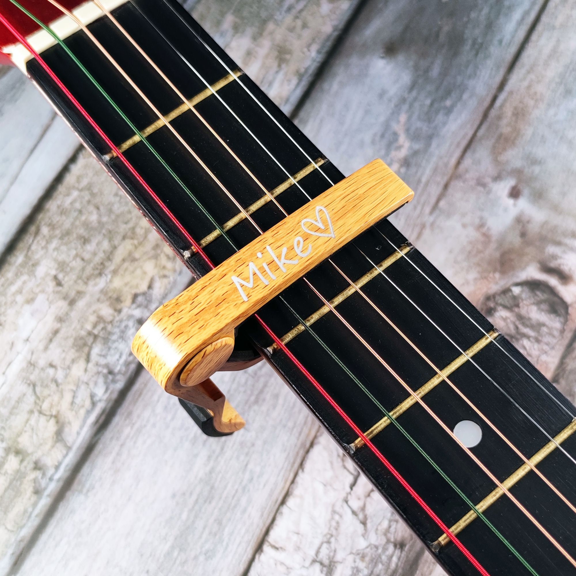 Personalized Wood Grain Guitar Capo Customised Message - Etsy