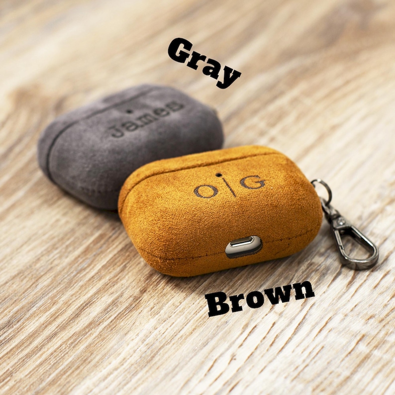 Personalized Suede Airpods Case, Custom Engraved Holder for AirPod Pro ...