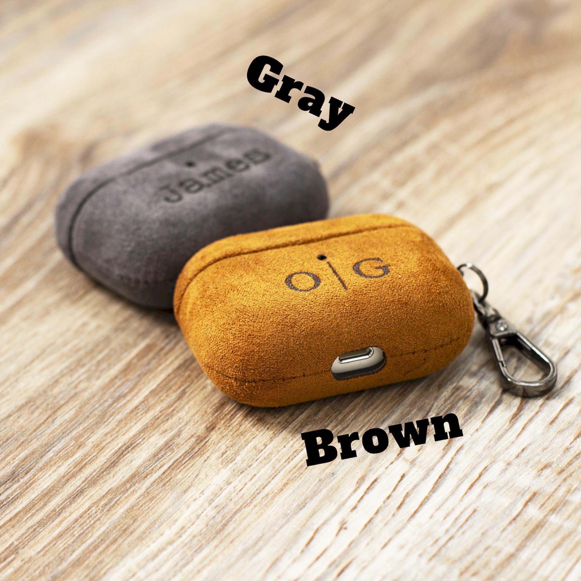 Personalized Suede Airpods Case, Custom Engraved Holder for AirPod Pro ...
