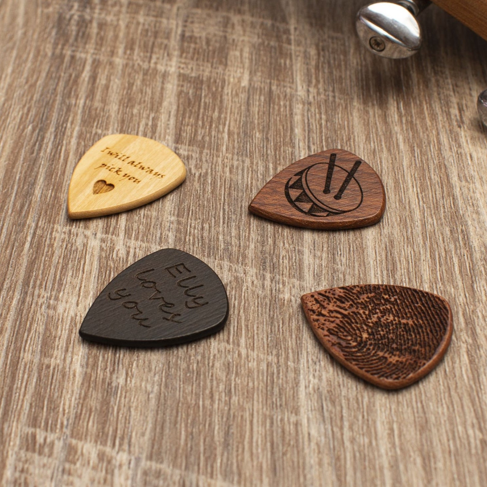 Personalized Wooden Guitar Picks With Case Custom Guitar Pick - Etsy UK