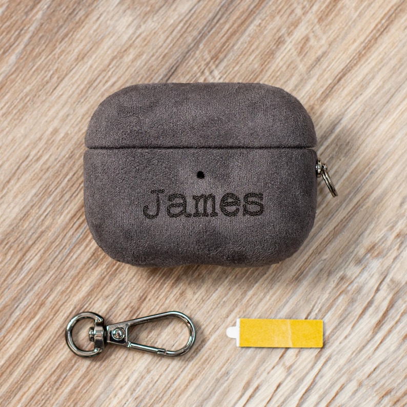 Personalized Suede Airpods Case, Custom Engraved Holder for AirPod Pro ...