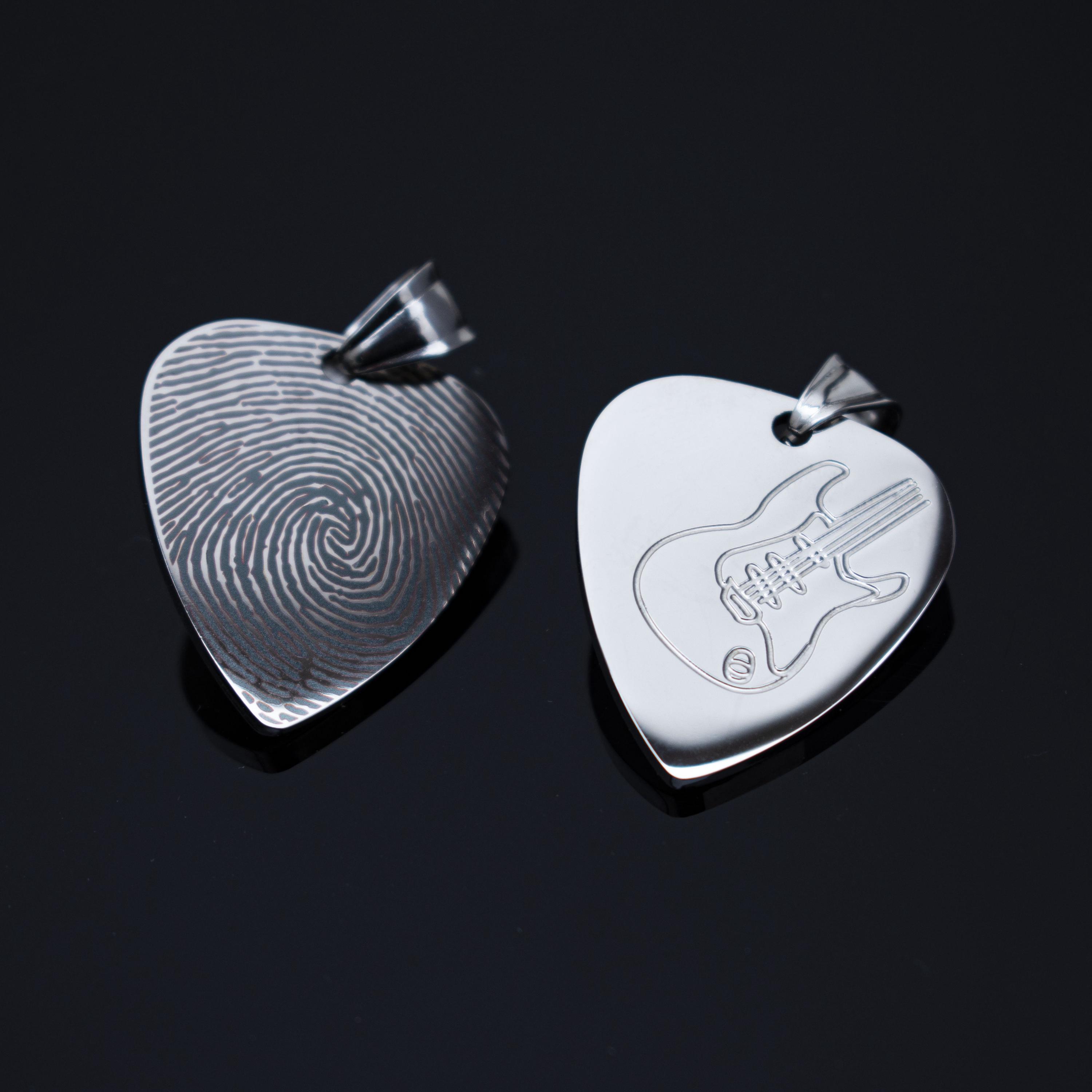 Personalized Guitar Pick Necklace, Custom Engraved Name, Hand-drawn Art ...