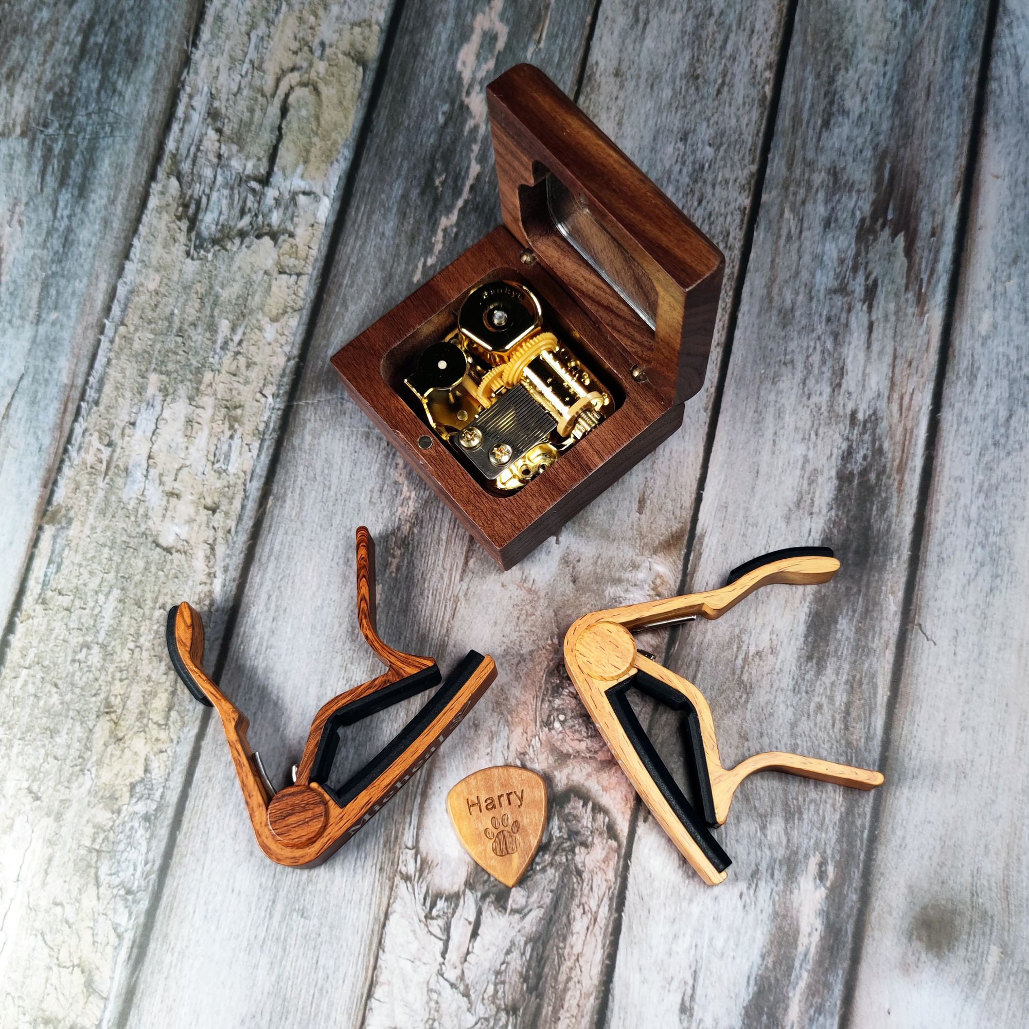 Personalized Wood Grain Guitar Capo Customised Message - Etsy