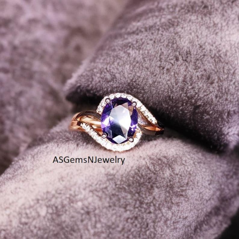 Natural Purple Amethyst Ring Designer Wedding Ring Bridal Ring ...