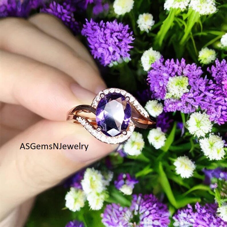 Natural Purple Amethyst Ring Designer Wedding Ring Bridal Ring ...