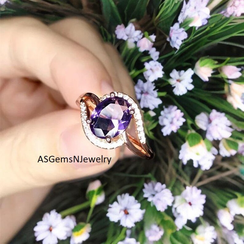 Natural Purple Amethyst Ring Designer Wedding Ring Bridal Ring ...