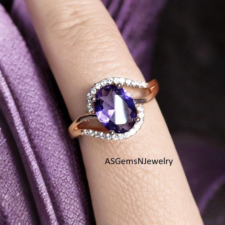 Natural Purple Amethyst Ring Designer Wedding Ring Bridal Ring ...