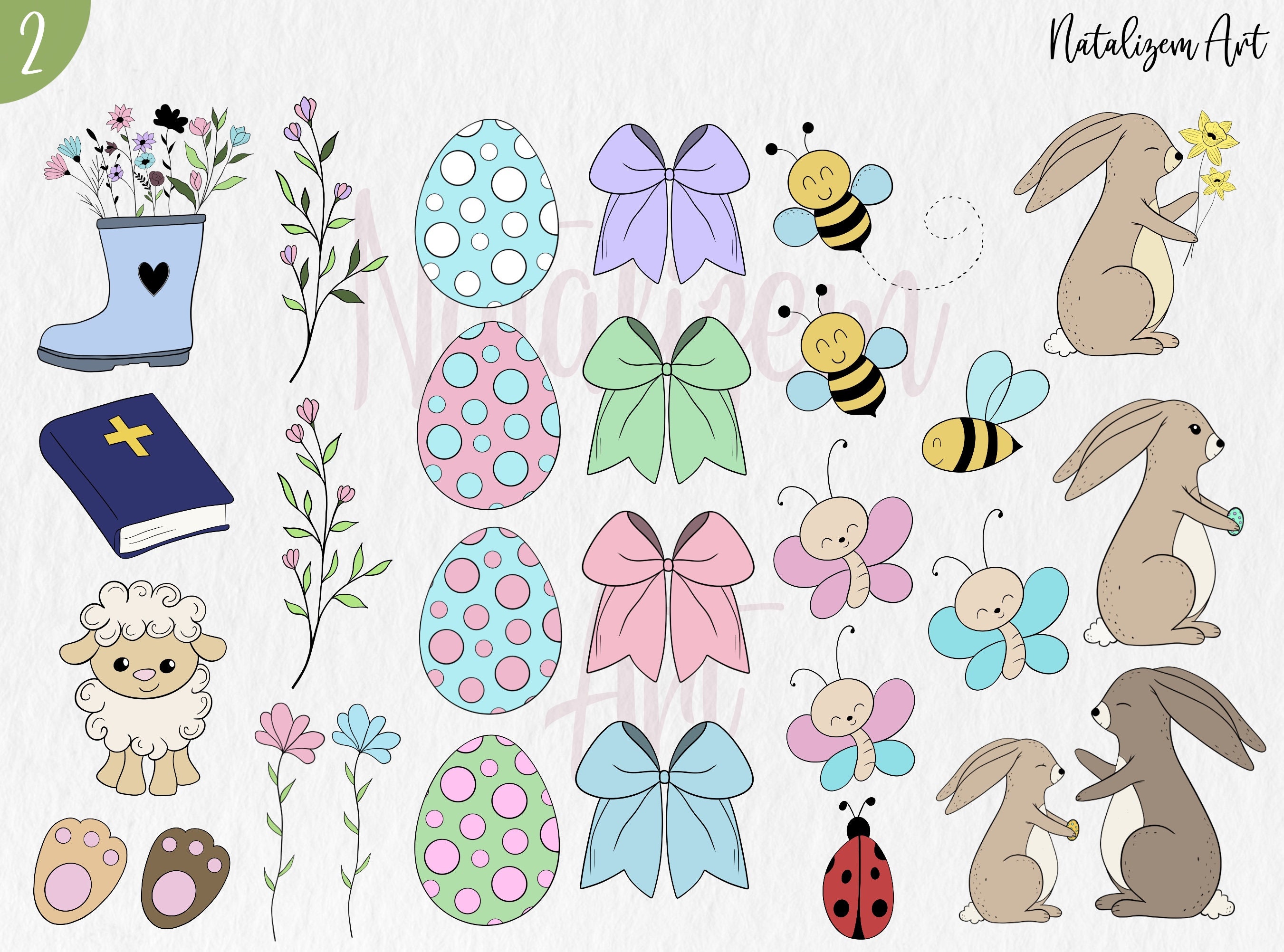 100 Easter Clipart Spring Clipart Bunny Clipart Easter PNG Commercial ...