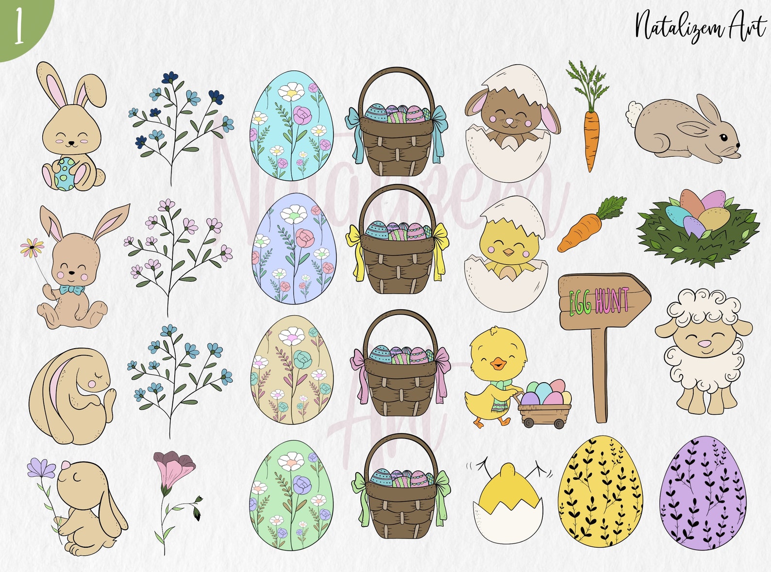 100 Easter Clipart Spring Clipart Bunny Clipart Easter PNG Commercial ...