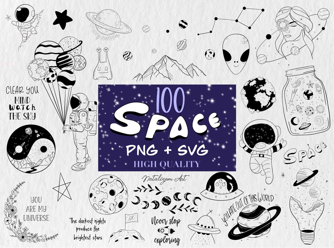100 Outer Space SVG Bundle, 100 Space SVG, Stars File for Cricut ...