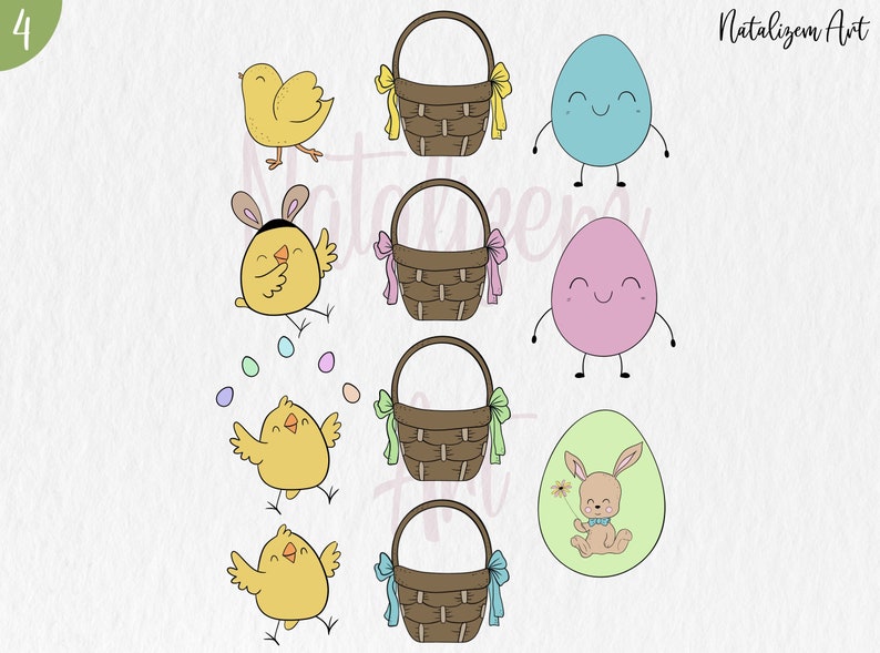 100 Easter Clipart Spring Clipart Bunny Clipart Easter PNG Commercial ...