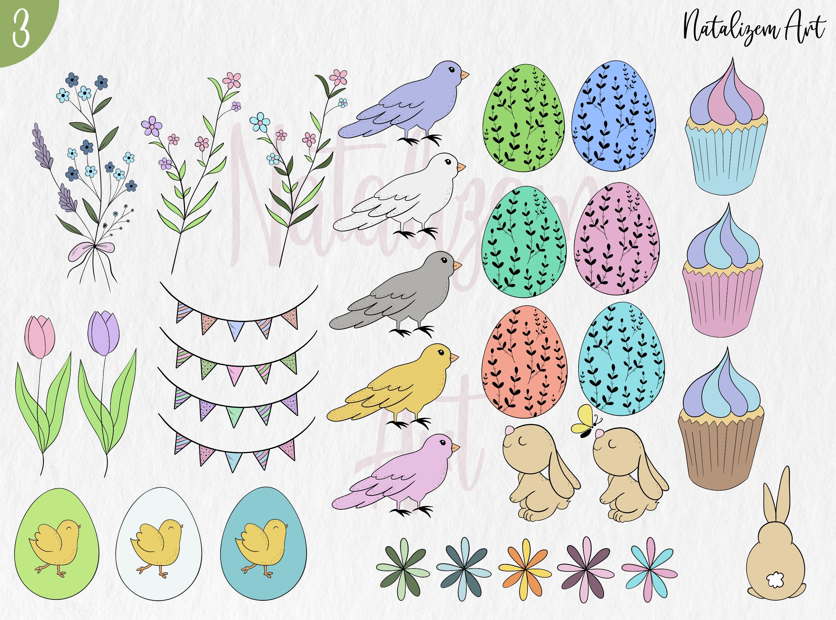 100 Easter Clipart Spring Clipart Bunny Clipart Easter PNG Commercial ...