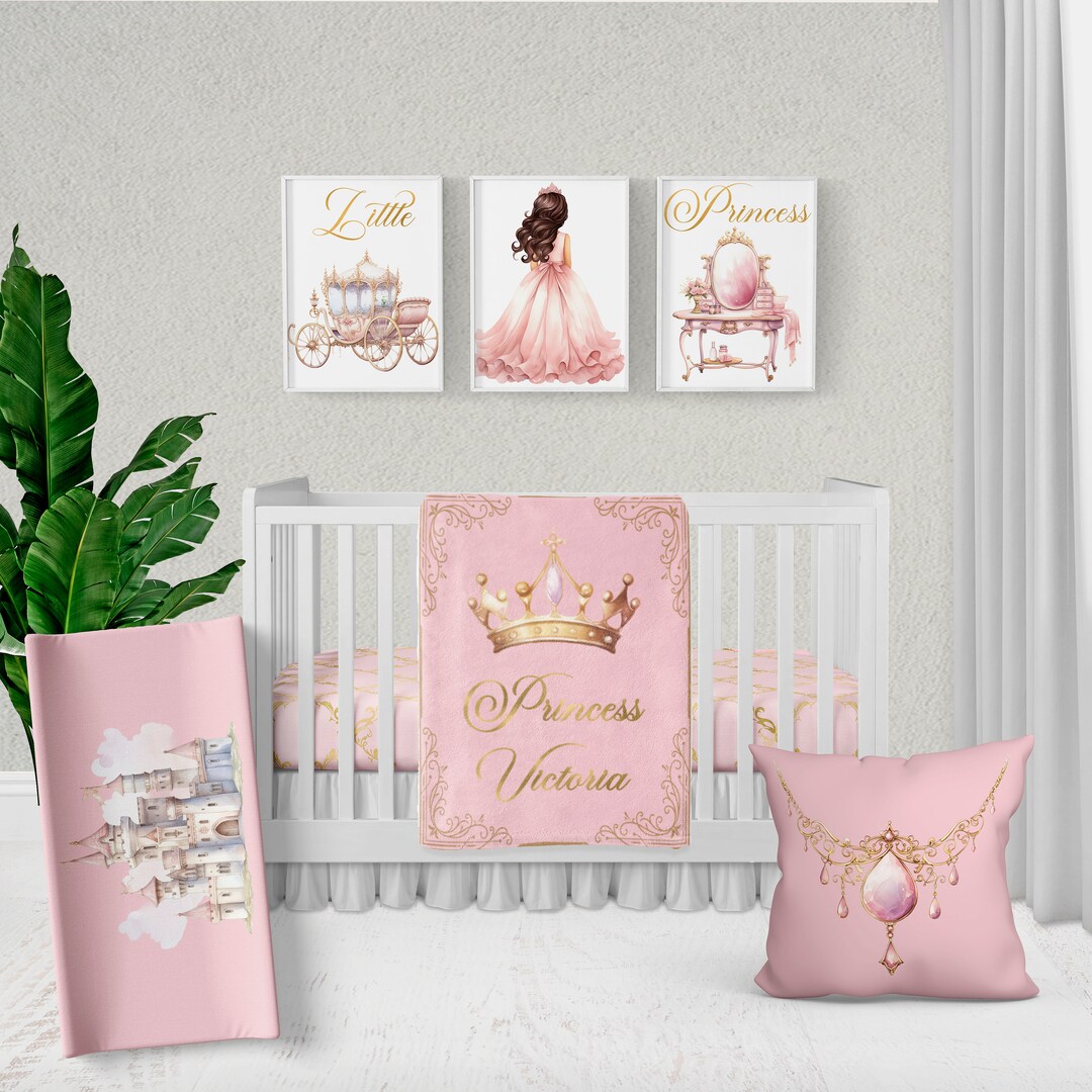 Princess Crib Bedding Set, Baby Girl Crib Bedding Set, Princess Nursery ...