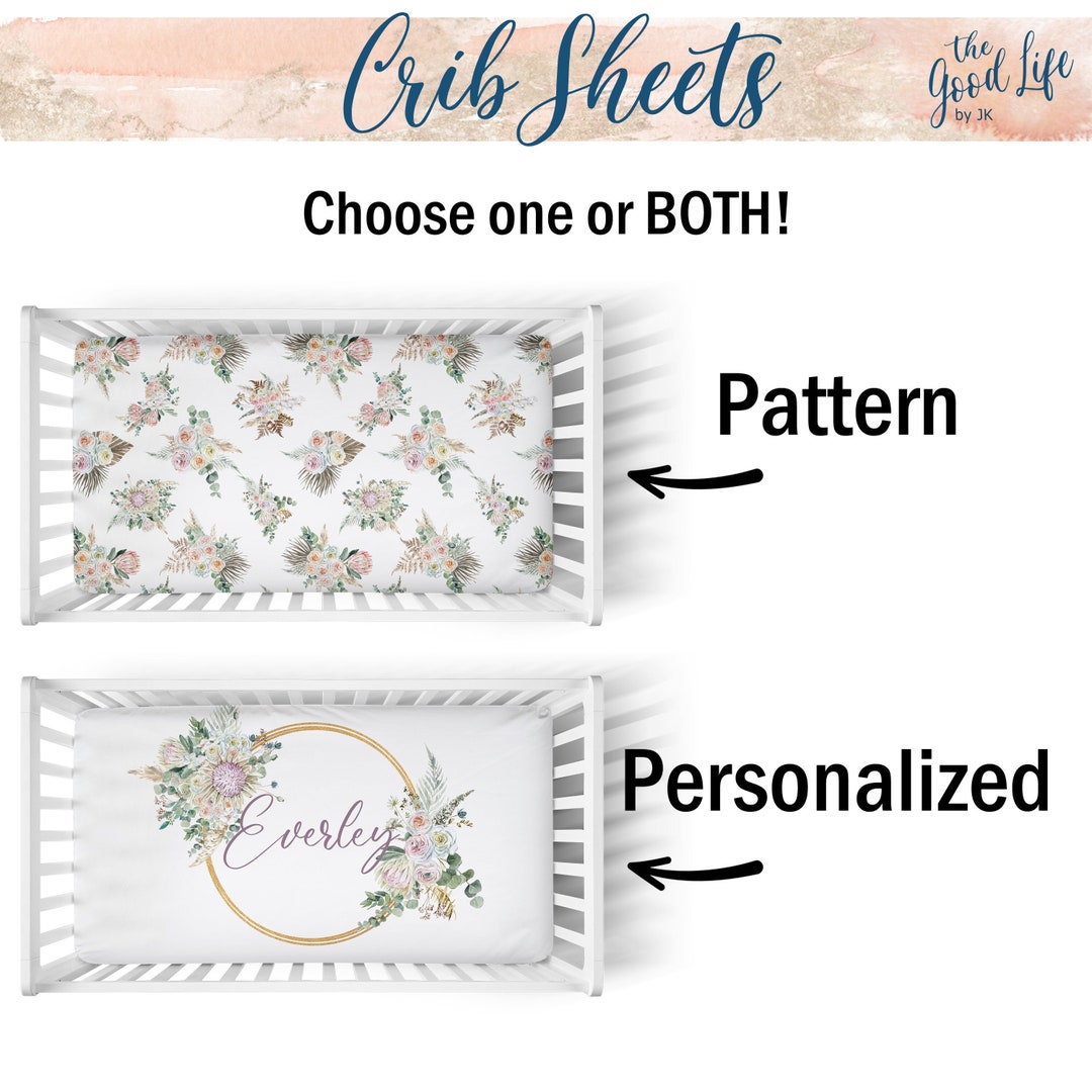 Boho Crib Sheet, Floral Boho Baby Bedding, Custom Crib Sheet, Boho Baby ...