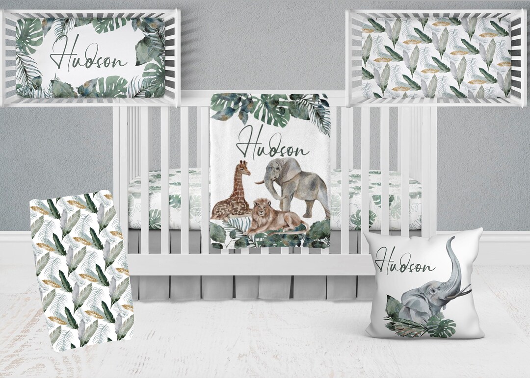 Personalized Crib Bedding Set, Safari Nursery Décor, Custom Crib Set ...