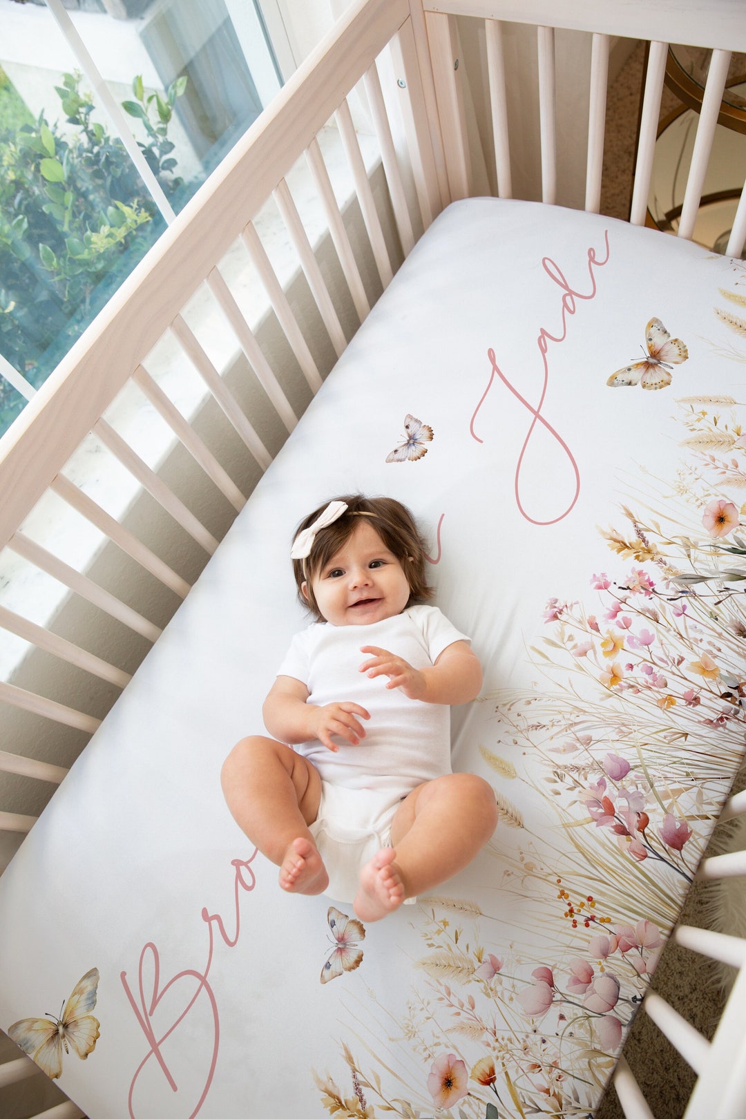 Personalized Floral Crib Sheet, Floral Crib Bedding, Girl Baby Shower ...