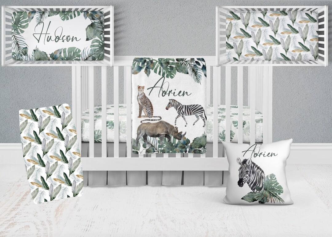 Safari Bedding Set, Safari Animal Crib Bedding, Personalized Baby ...