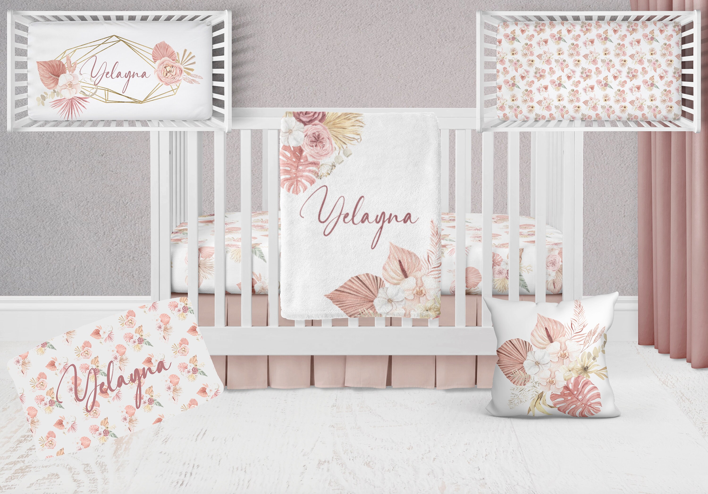 Floral Boho Crib Bedding Set Boho Crib Bedding Set Baby Boho - Etsy