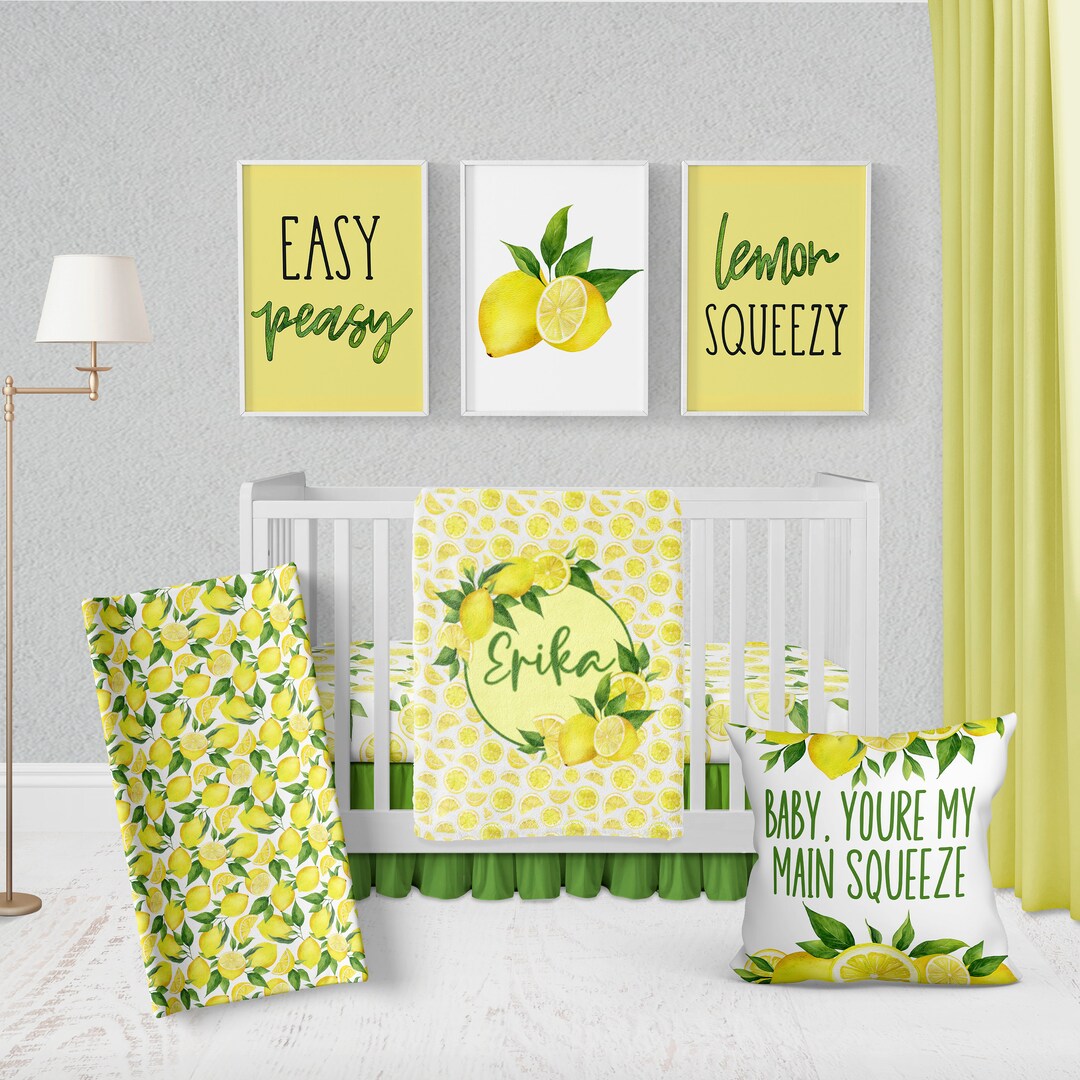 Personalized Lemon Nursey Bedding Set, Gender Neutral, Summer Lemon ...