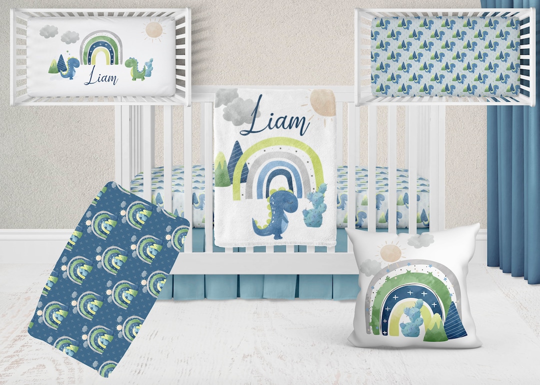 Personalized Dinosaur Nursery, Dino Crib Set, Dino Crib Bedding Set ...