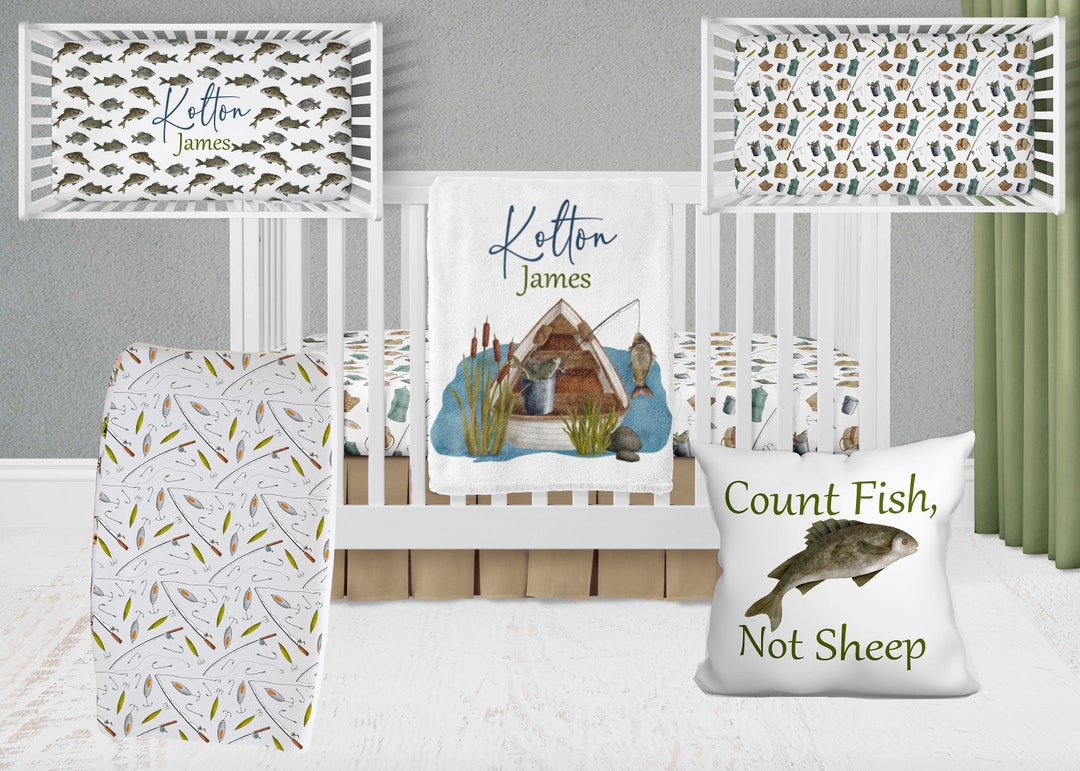 Personalized Crib Bedding Set, Fishing Nursery Decor, Custom Crib Set ...