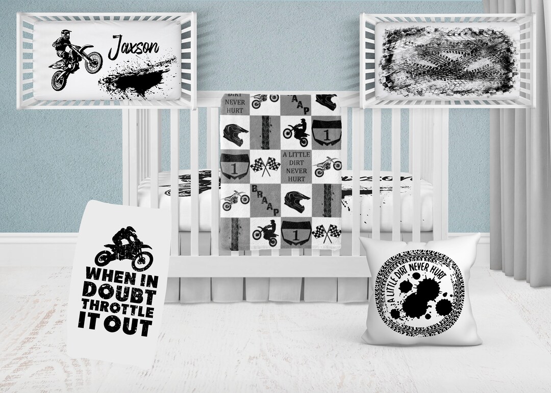 Motocross Bedding Set, Dirt Bike Nursery Set, Personalized Crib Bedding ...