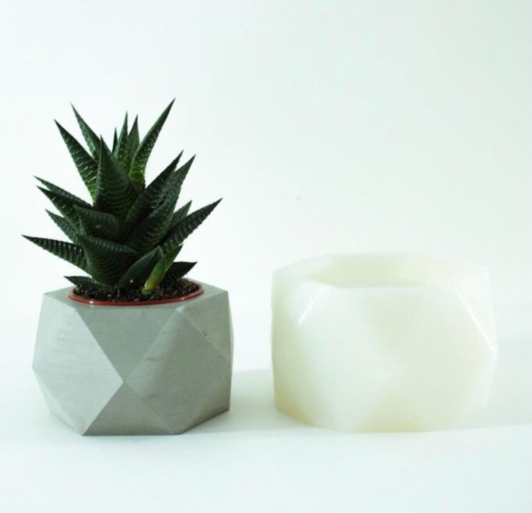 Big Hexagon Concrete Pot Silicone Mold Concrete Flower Pot Mould ...