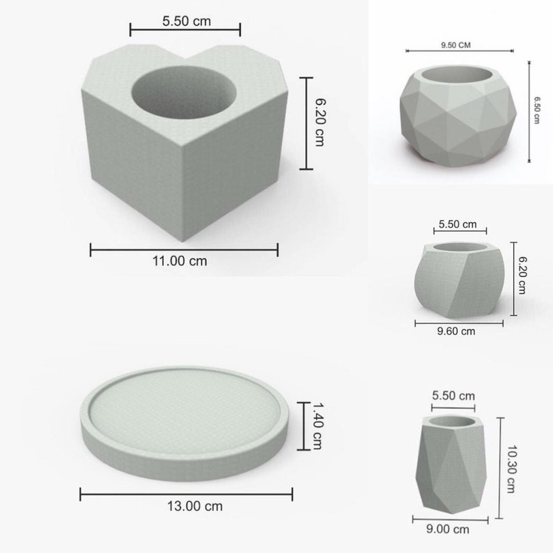 17 Pieces Professional Silicone Mold Set Concrete Pot Silicone Mold ...