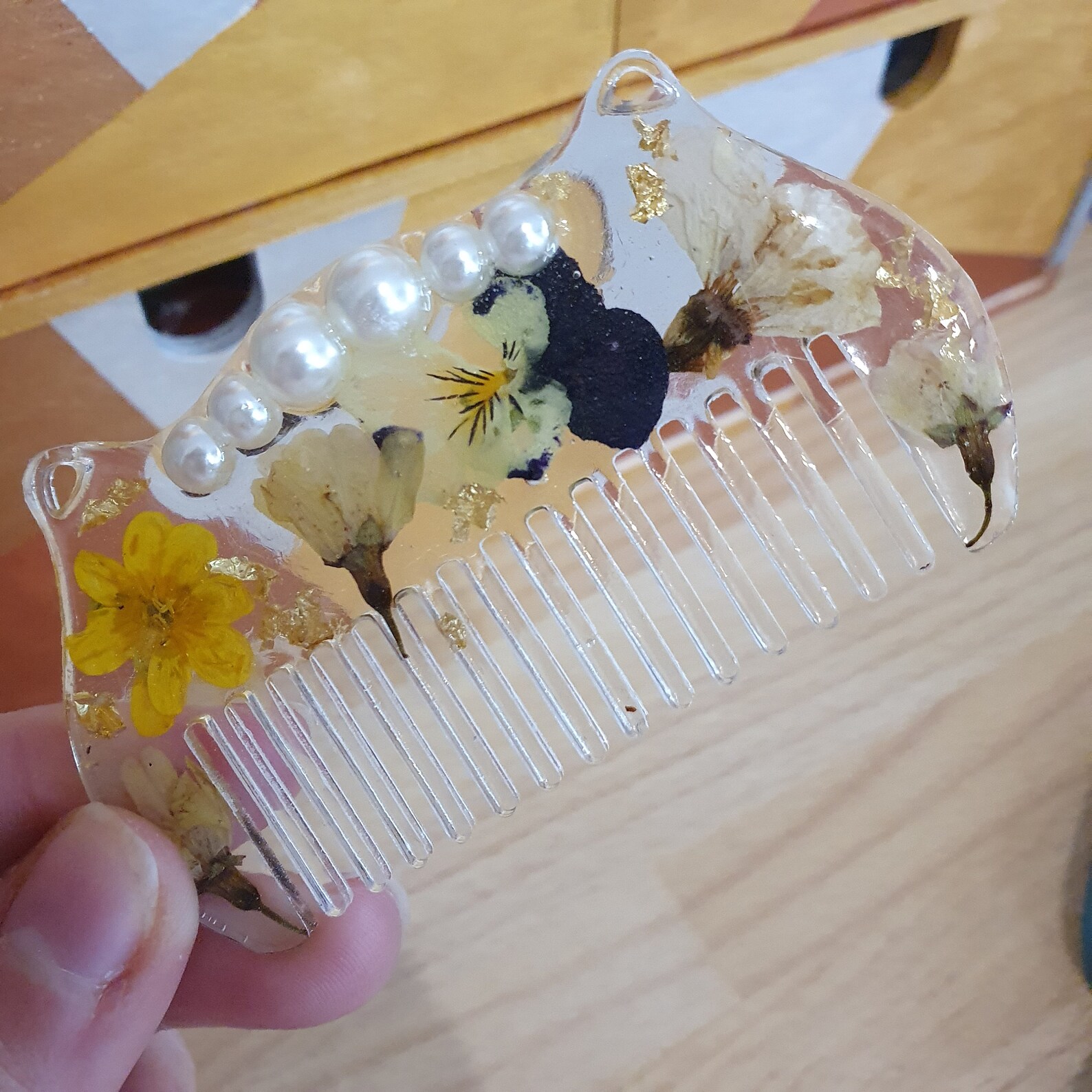 Floral Resin Comb Dry Pressed Flowers Hair Comb Comb With | Etsy UK