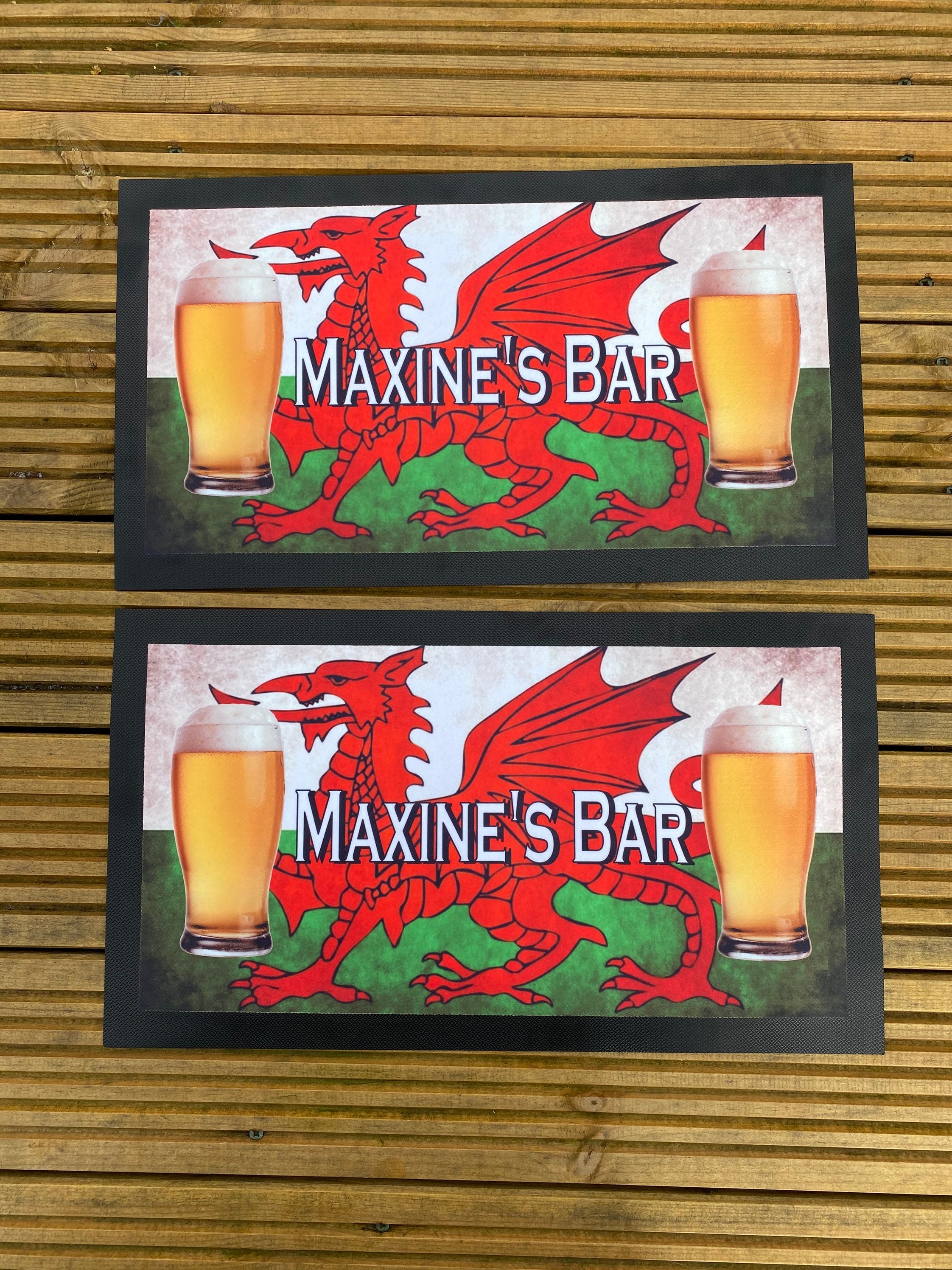 Personalised Wales Flag Bar Runners/bar Mats Add Any Name or - Etsy
