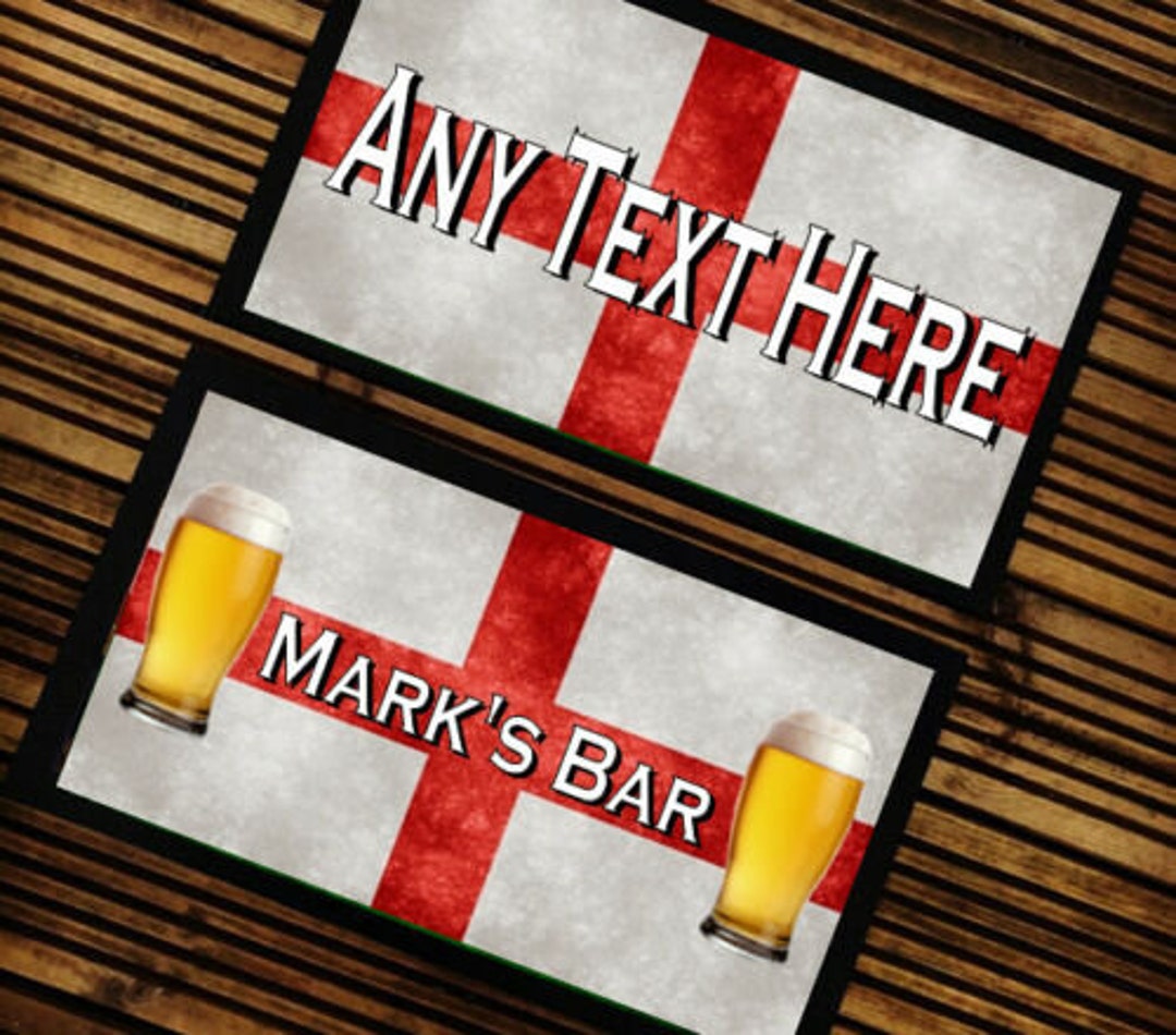 Personalised English Flag Bar Runners/bar Mats Add Any Name or - Etsy