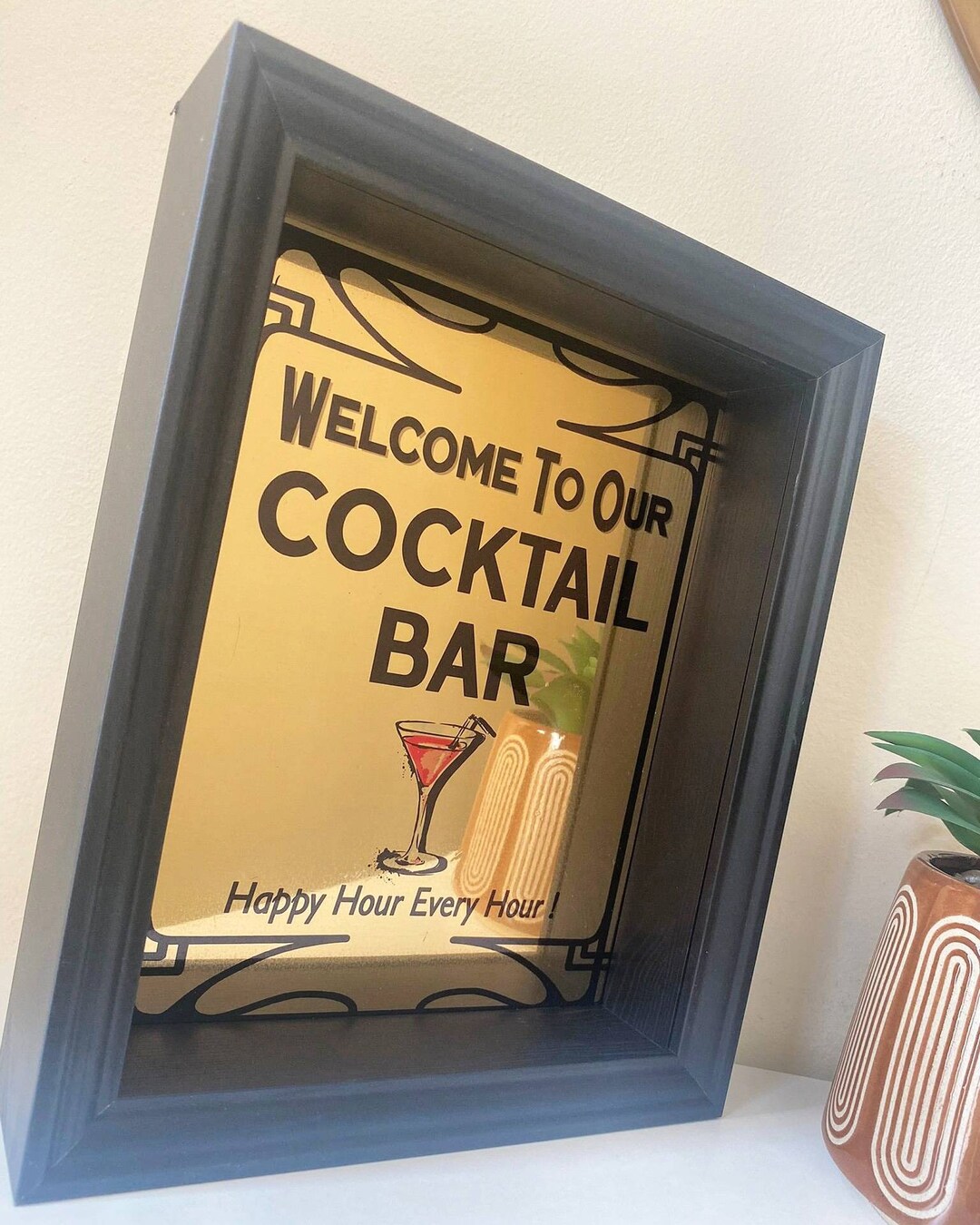 Personalised Cocktail Bar Box Frame Metal Sign Add Any Name/text ...