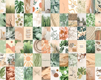 110 PCS Minimalist Earth Boho Photo Collage Kit Aesthetic Beige Room ...