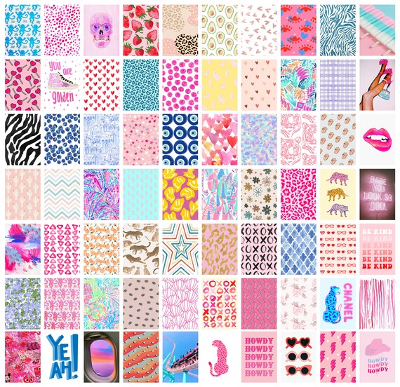 Printed Preppy Room Decor Wall Collage Kit Neon Boujee & - Etsy