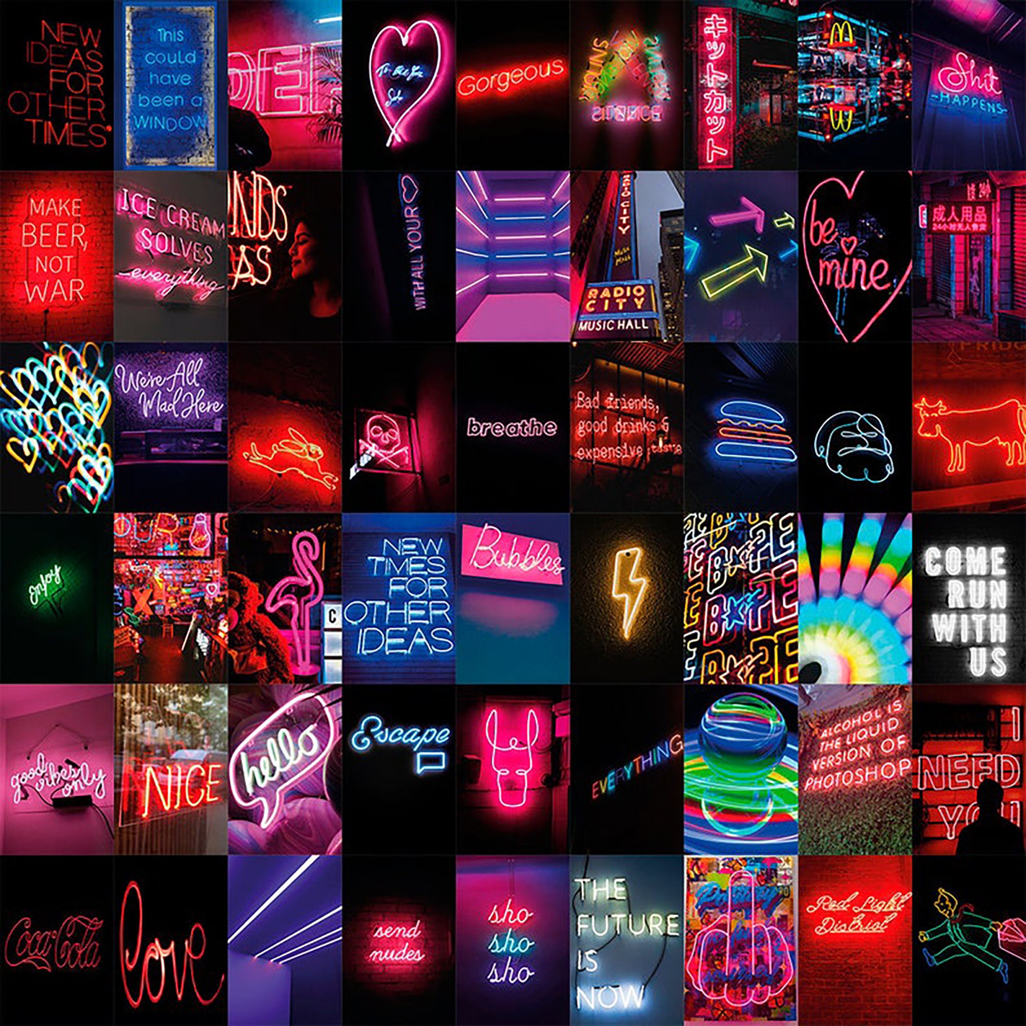 PRINTED 170 PCS Neon Wall Collage Kit Neon Digital Wall - Etsy PRINTED 170 PCS Neon Wall Collage Kit Neon Digital Wall - Etsy