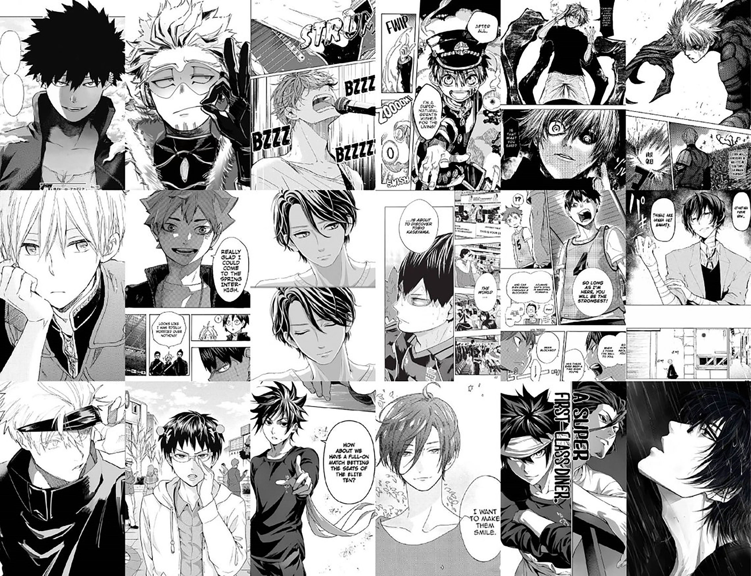 PRINTED Manga Boys Wall Collage Kit Black & White Anime - Etsy