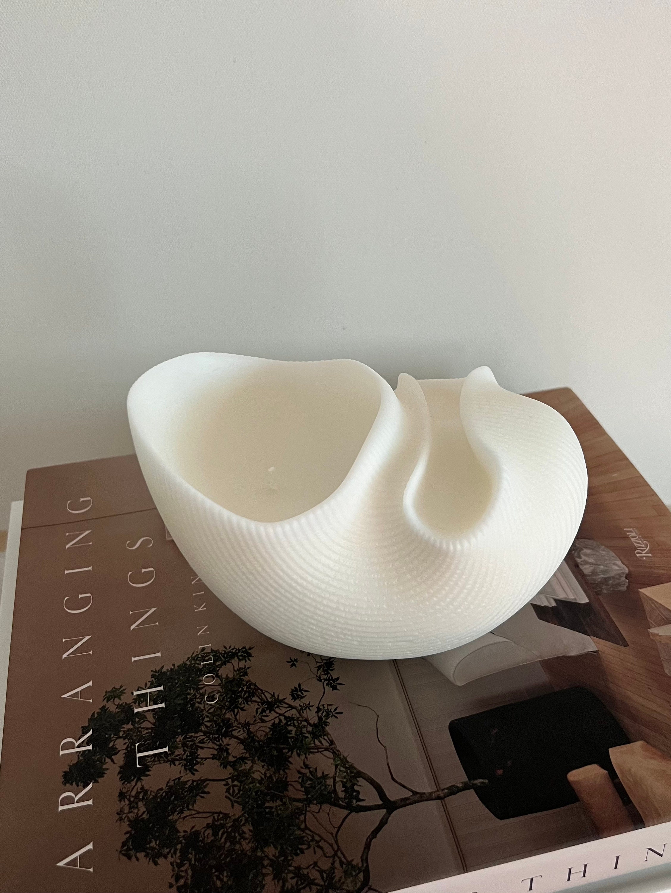 The Wave Sculpture Candle, Large Seashell Candle, Minimalist Home Decor ...