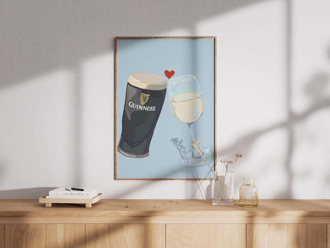 Guinness and Wine Print - Etsy UK