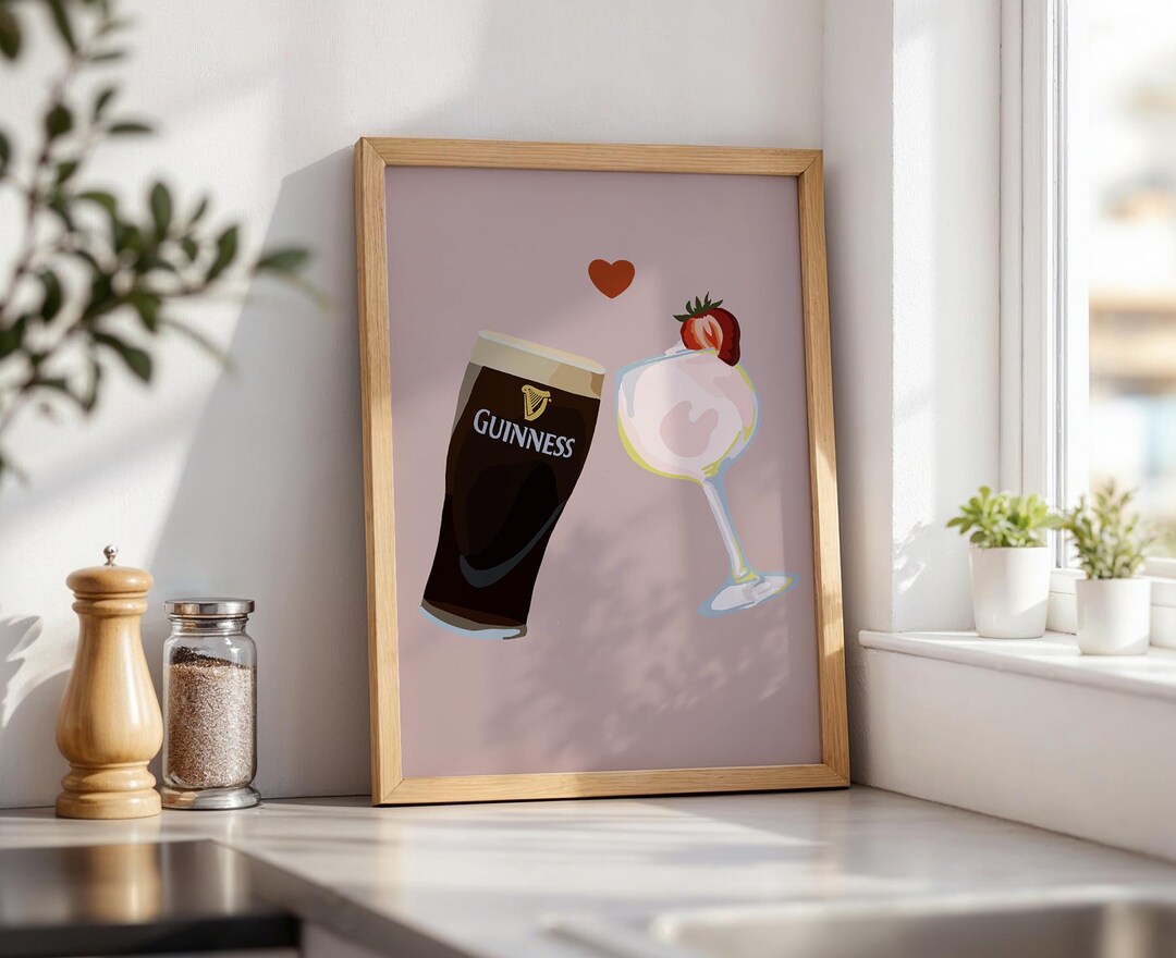 Guinness and Pink Gin Print - Etsy UK
