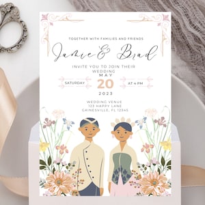 Indonesian Traditional Costume Wedding Invitation Editable Template ...