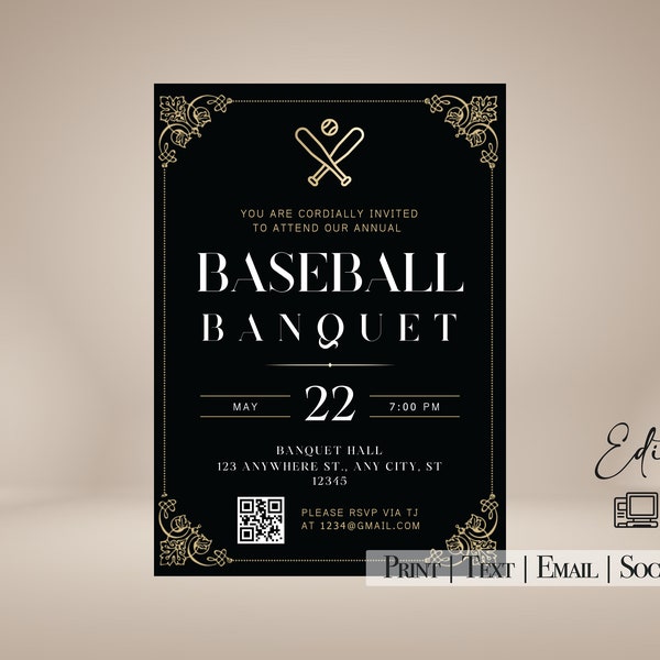 Baseball Banquet Invitations - Etsy