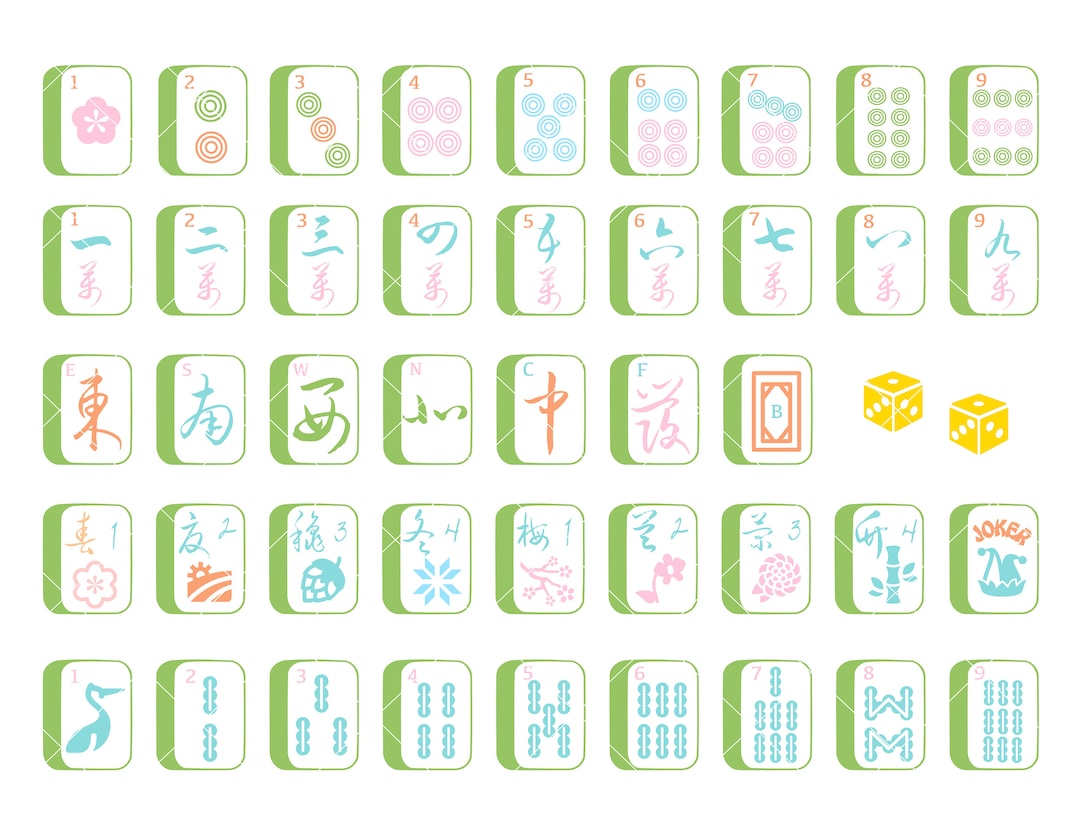 Full Mahjong Tile Set | Svg | PNG | Clip Art| Mahjong Pattern SVG ...