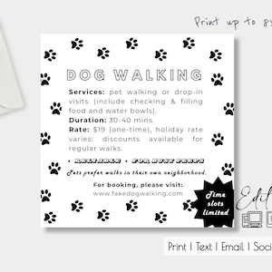 Simple Easy Pet Walking Flyer Template, Easy Edit, Square, Black and ...