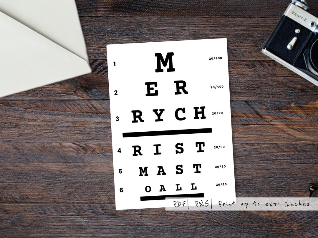Printable Christmas Eye Chart Card| 5x7"| Eye Doctor Card| Card for ...