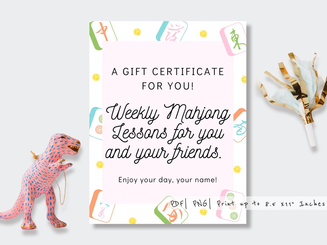 Printable Editable Mahjong Gift Certificate Template| Mahjong Lover ...